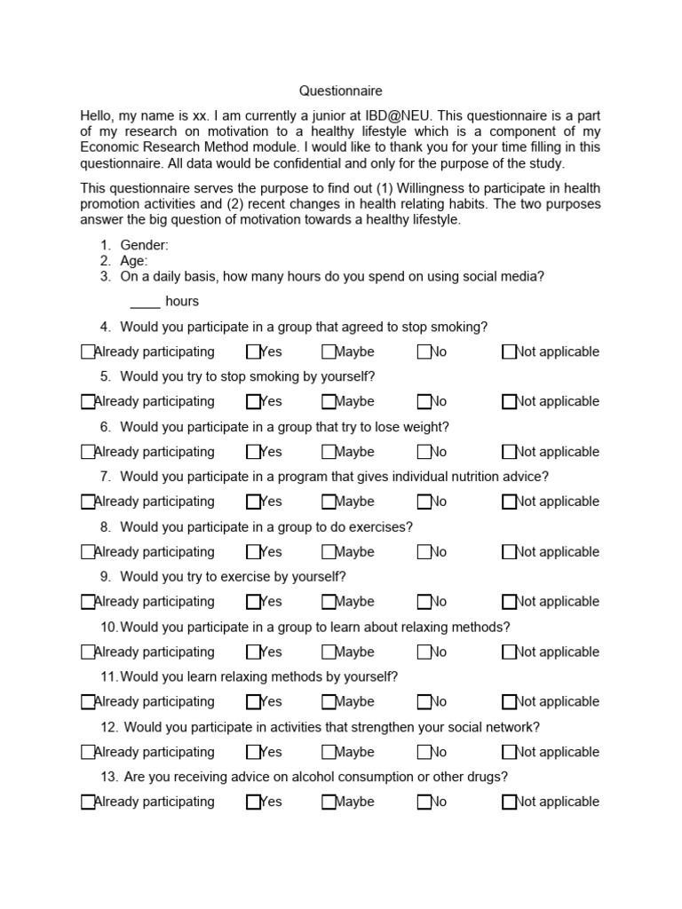 ERM Questionnaire | Download Free PDF | Drink | Foods