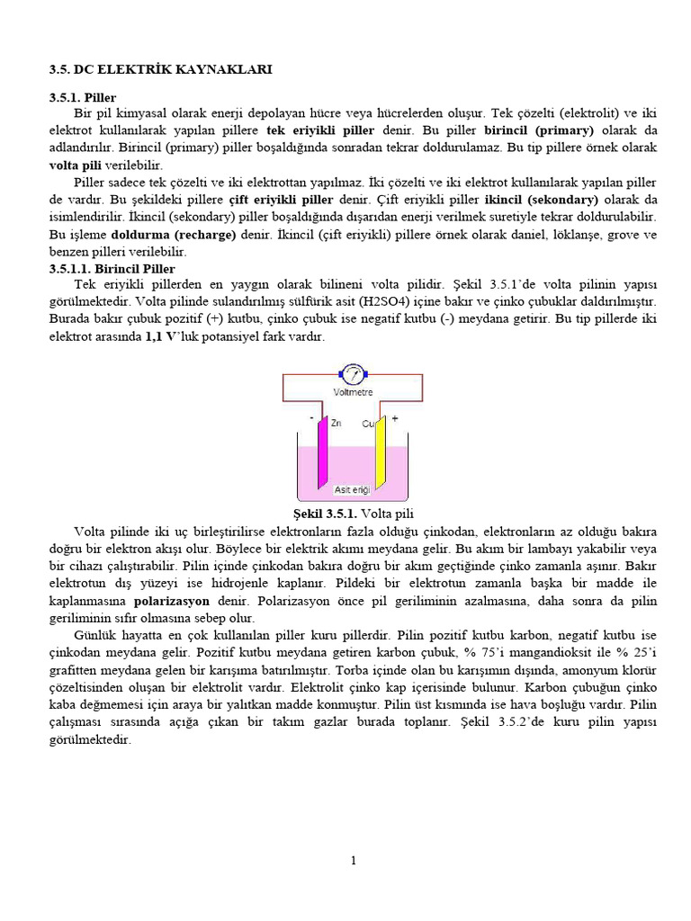 Hafta DC Elektri̇k Kaynaklari | PDF