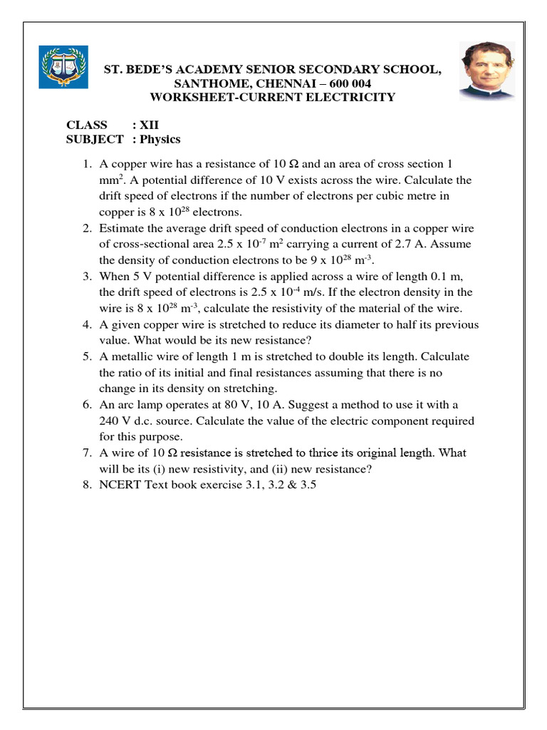 Class Xii-Physics Worksheet-2 (04.07.23) | PDF | Science & Mathematics