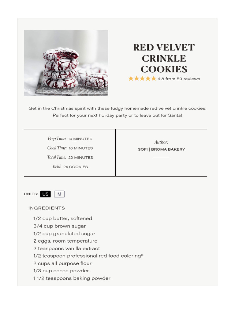 Holiday Red Velvet Cookie Recipe | PDF | Teaspoon | Baking