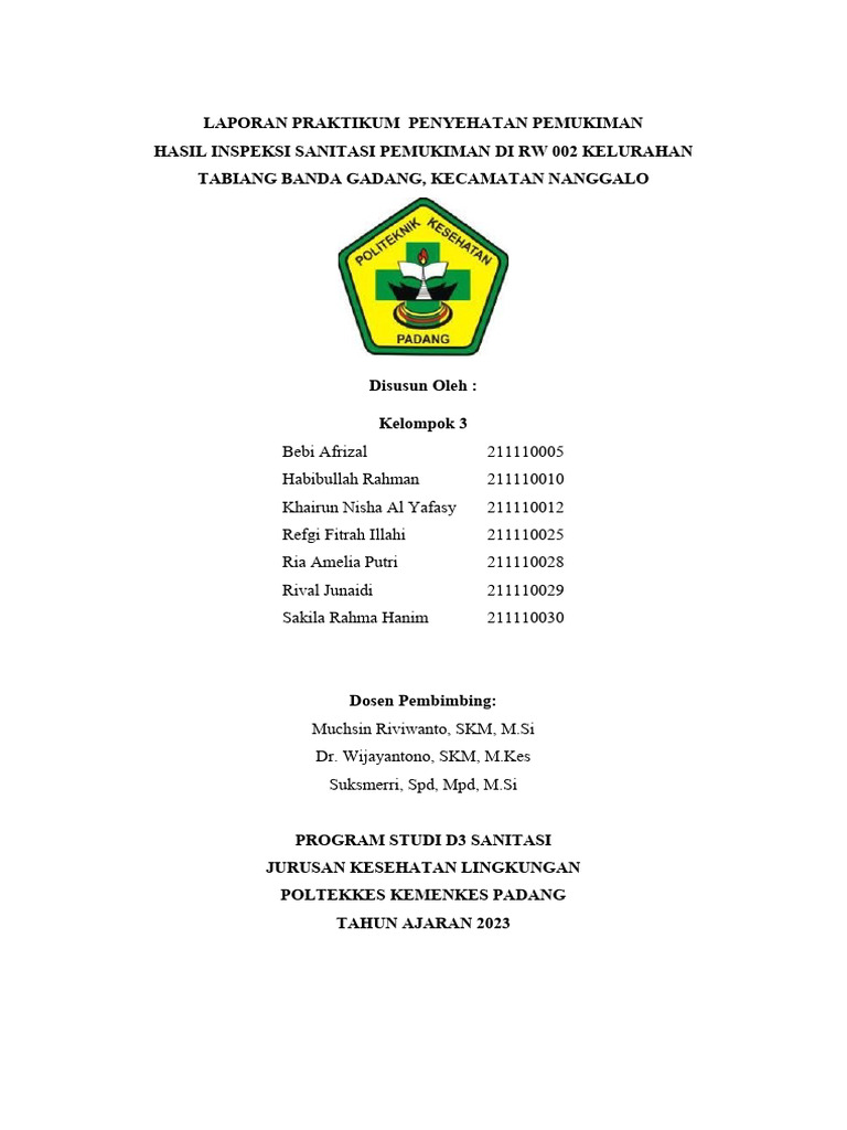 Inspeksi Sanitasi Pemukiman RW 002 | PDF | Karier & Perkembangan ...