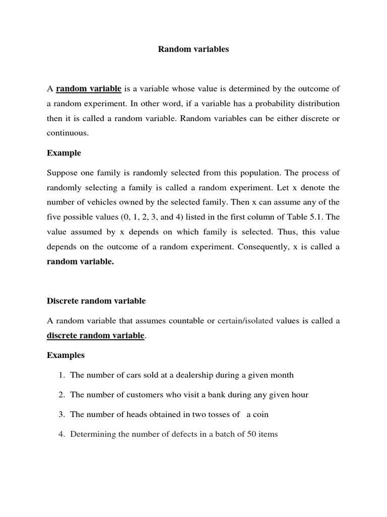 Lecture On Random Variables Statistics | PDF | Probability Distribution ... Lecture On Random Variables Statistics | PDF | Probability Distribution ...