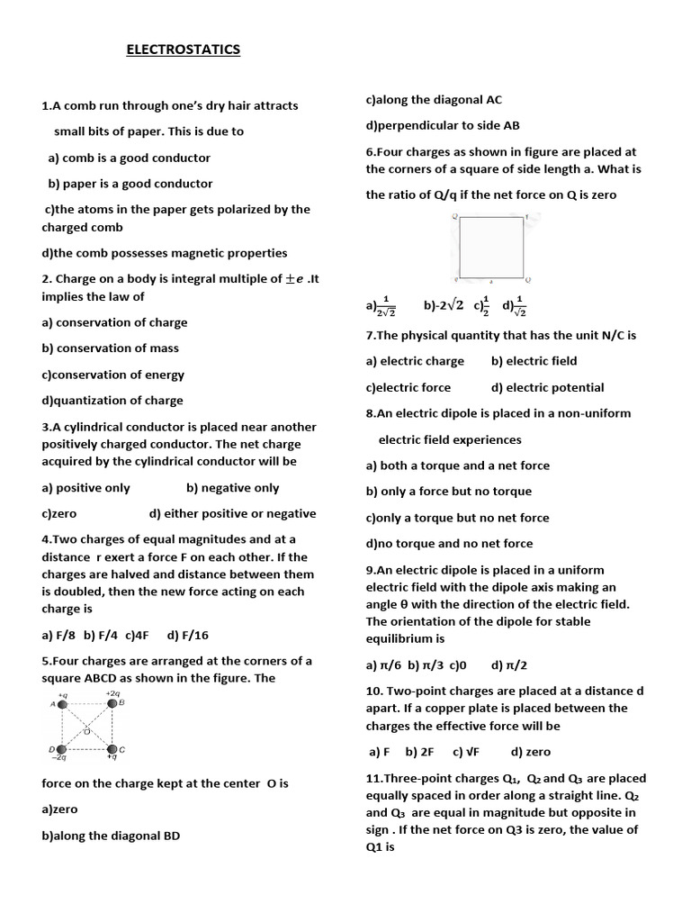 Electrostatics Concepts and Applications | PDF | Electric Charge | Electric Field