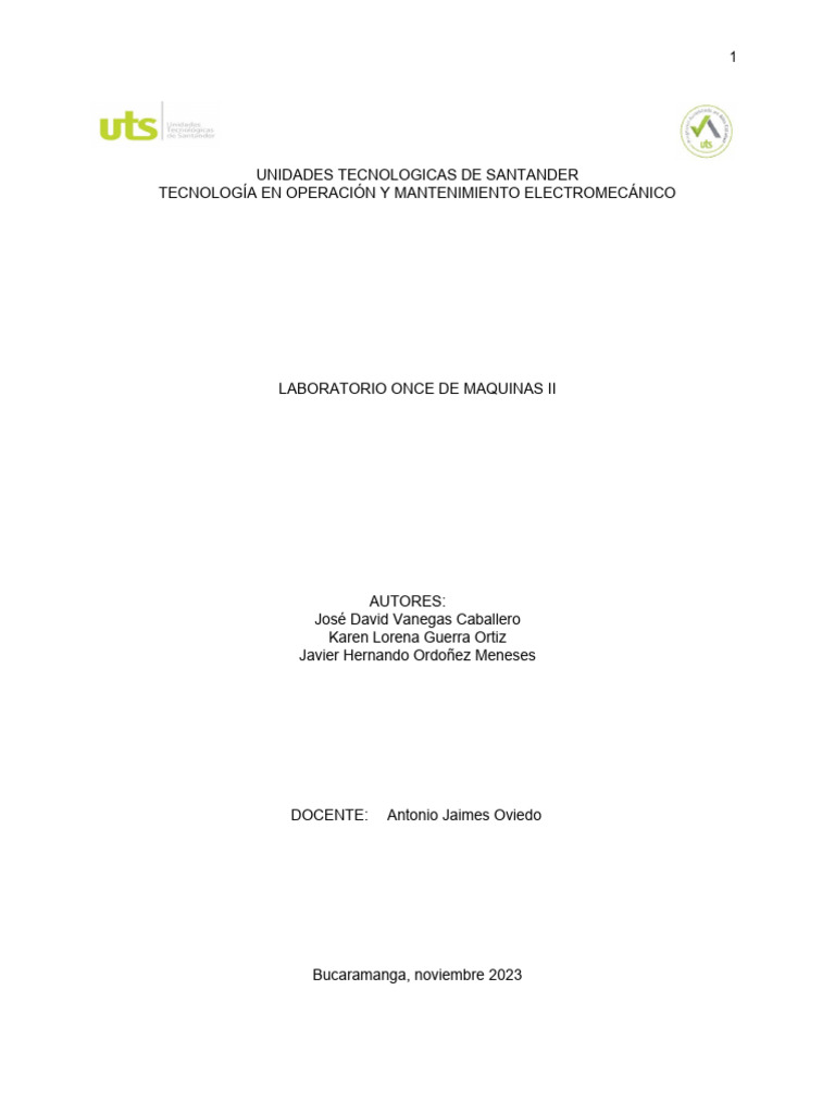 Informe Once Lab. Máquinas II | PDF