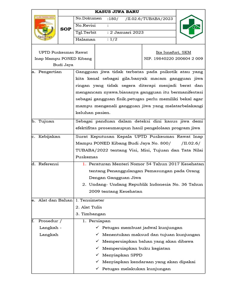 Sop Kasus Jiwa Baru | PDF