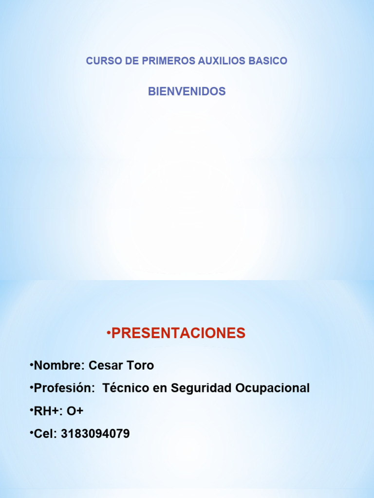 Curso Primeros Auxilios Basico 1 | PDF | Herida | Primeros auxilios