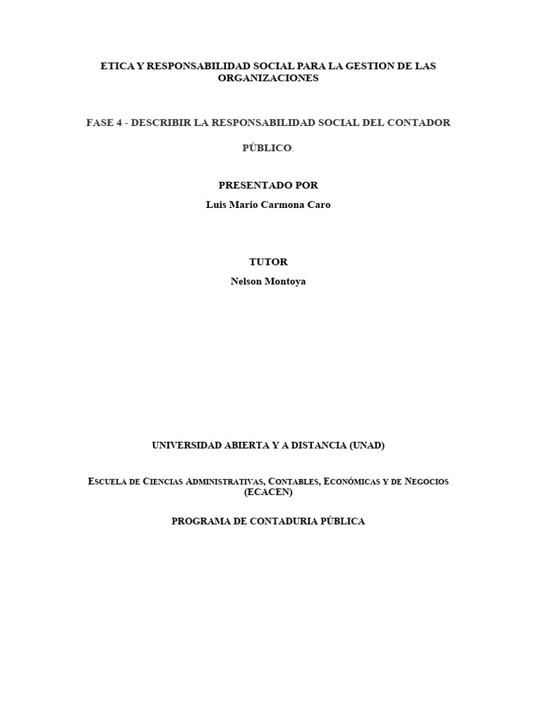 Etica y Responsabilidad Social para La Gestion de Las Organizaciones - Luis Carmona Caro | PDF ...