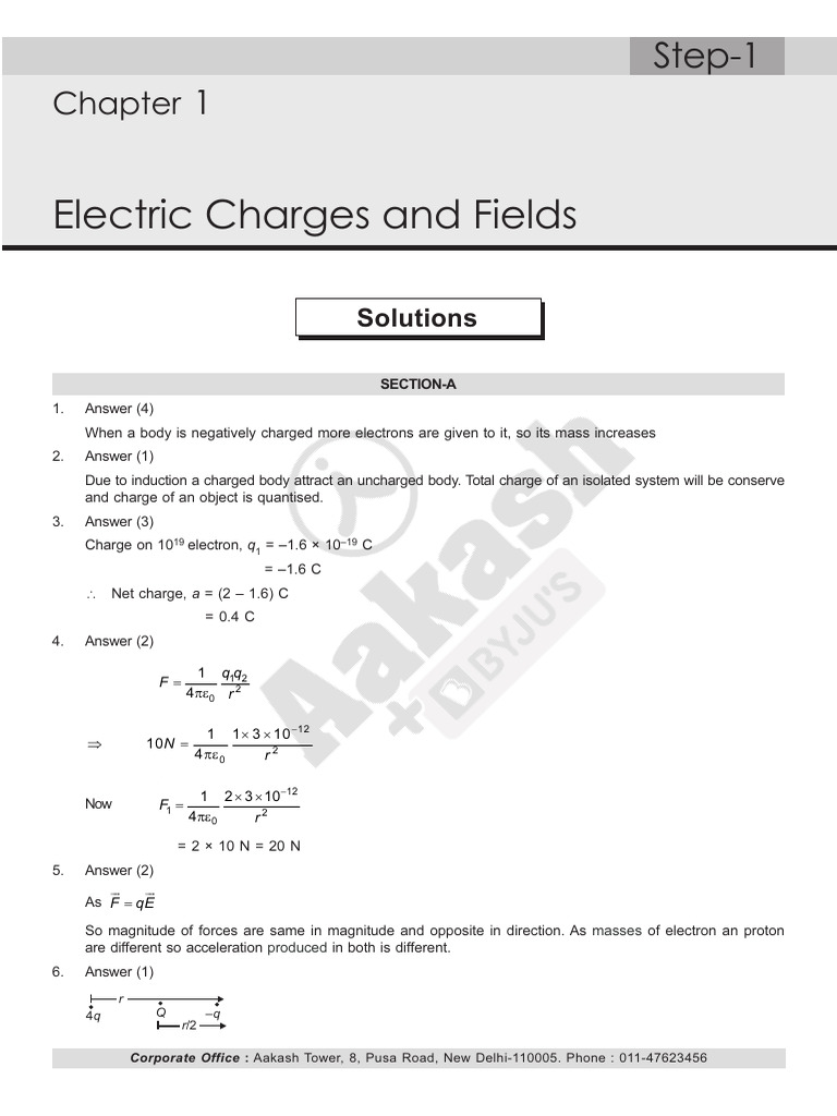 CLS ENG 23 24 XII Phy Target 1 Level 1 Chapter 1 | PDF | Force | Flux