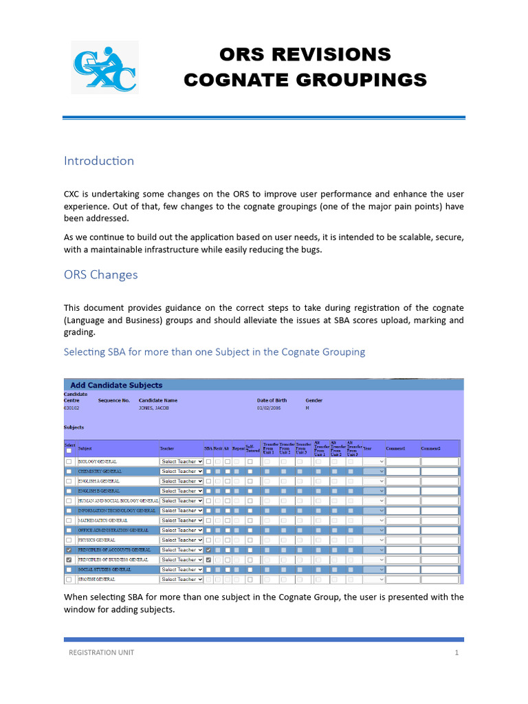 CXC ORS Cognate Grouping Guide | PDF | Computer Science | Computing