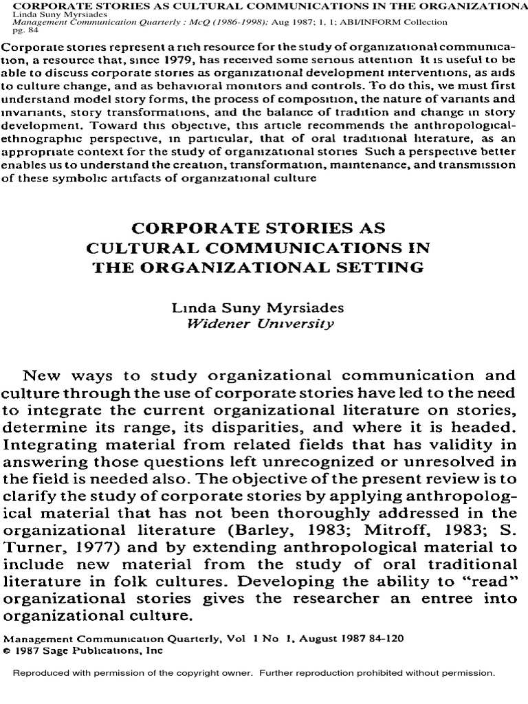 Corporate Stories As Cultural | PDF | Copyright | Reproduction