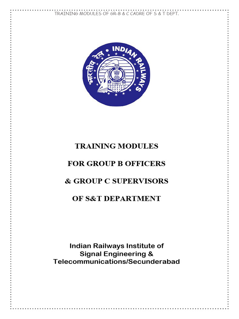 Training Modules For Group B Officers & Group C Supervisors of S&T ...