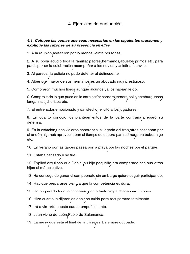 Ejercicios de Puntuación y Comas | PDF