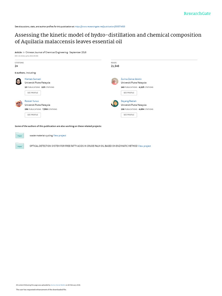 05 Samadi2016 - Hydrodistillation Clevenger | PDF | Distillation ...