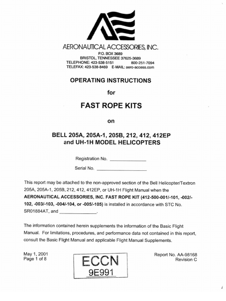 Operating Instructions - Fast Rope Kits | PDF