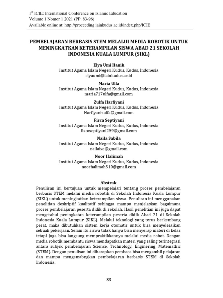 Pembelajaran STEM Robotik di SIKL | PDF | Karier & Perkembangan | Seni