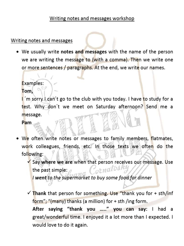 Writing Notes and Messages Workshop | PDF