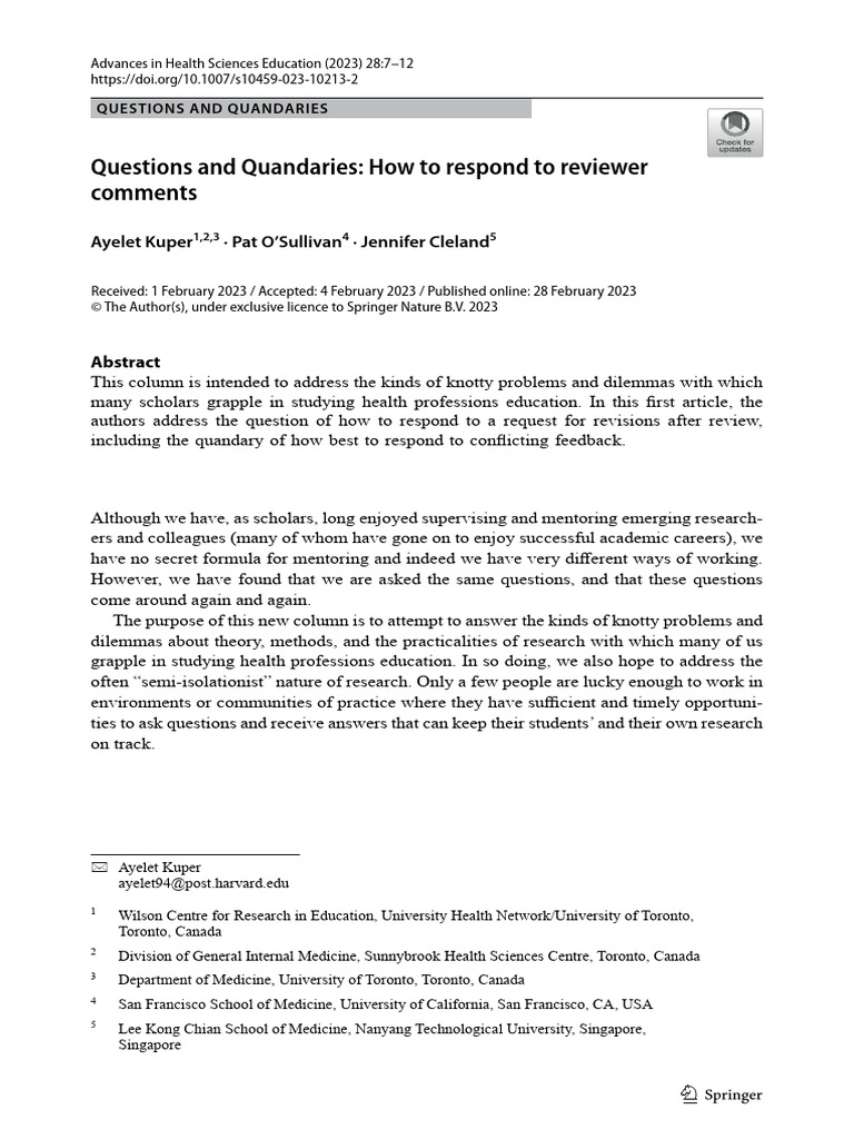 How To Respond To Reviewers Comments | PDF | Causality | Emotions