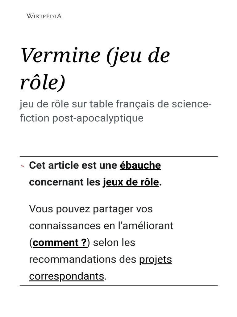 Vermine 2047 : Jeu de rôle post-apocalyptique | PDF | Jeux de rôle sur ...