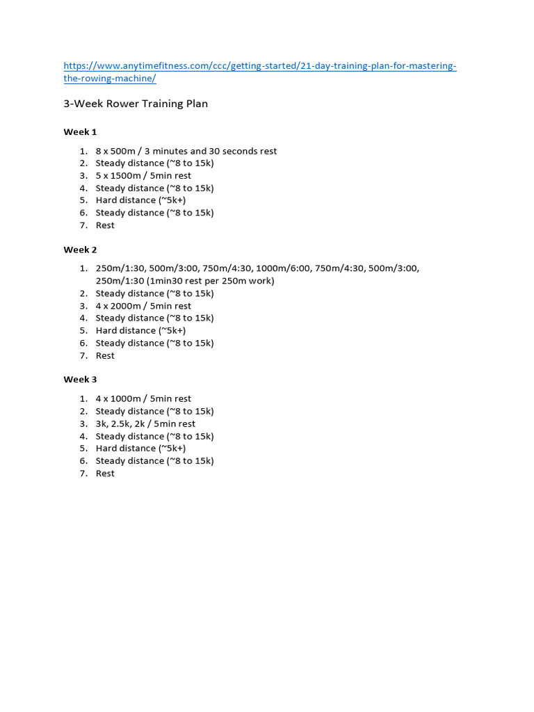 3 Week Rowing Workout | PDF