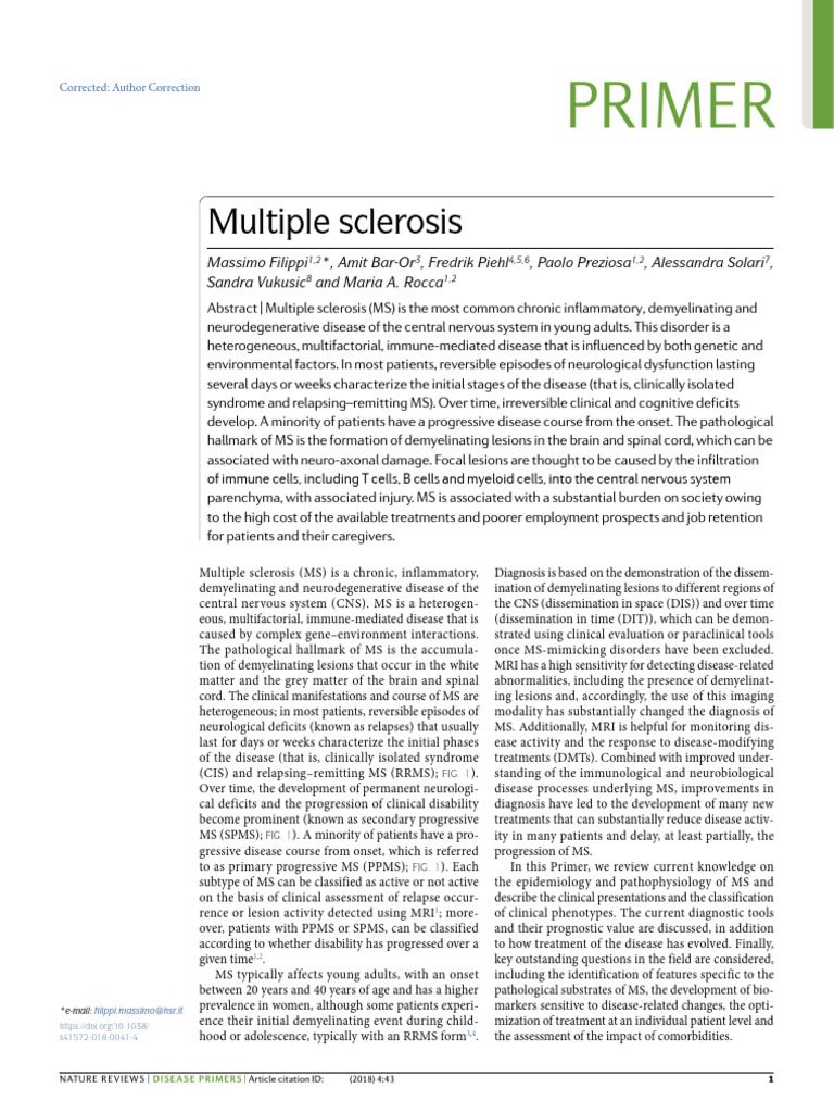 Multiple Sclerosis | Download Free PDF | Multiple Sclerosis | White Matter