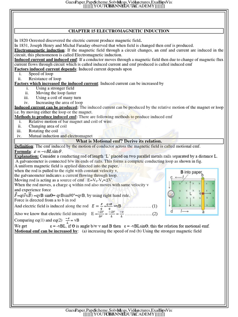 Electromagnetic Induction Basics | PDF | Electromagnetic Induction | Electric Motor
