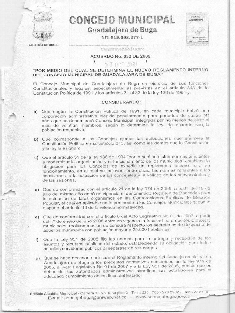 Acuerdo No 032 de 2009 | PDF