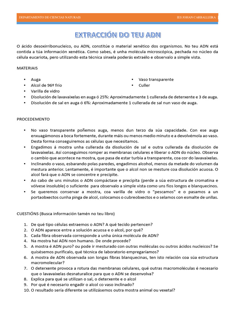 Práctica Extracción ADN | PDF