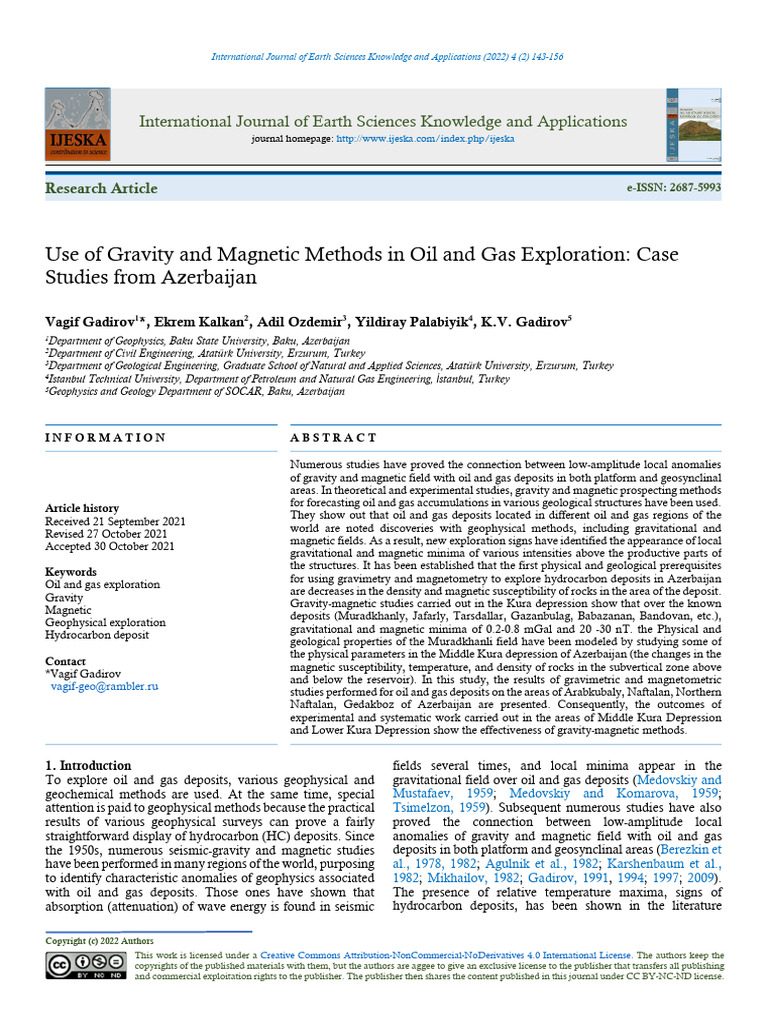 Use of Gravity and Magnetic Methods in O | PDF | Geophysics ...