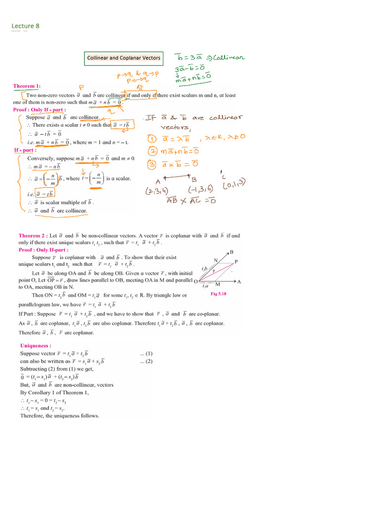 Collinear and Coplanar Vectors | PDF