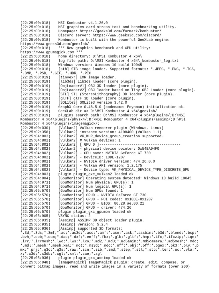 Kombustor Log | PDF | Graphics Processing Unit | Computer Hardware