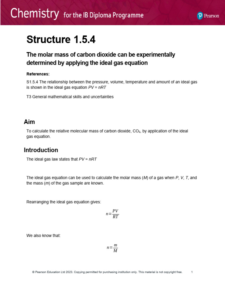 Structure 1.5 Determination Molar Mas Gas | PDF | Gases | Oxide