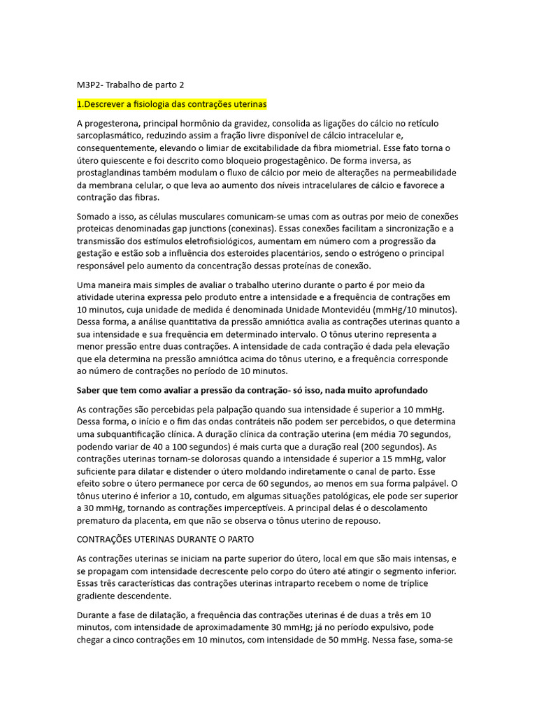 M3P2 - Trabalho de Parto 2 | PDF | Pélvis | Parto