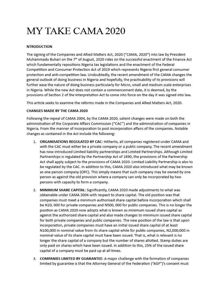 My Take Cama 2020 | PDF | Partnership | Government