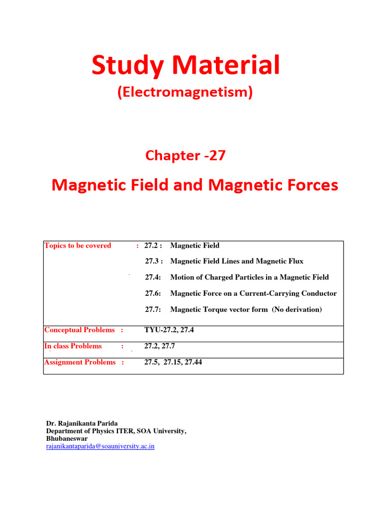 CH 27 | PDF | Magnetic Field | Force