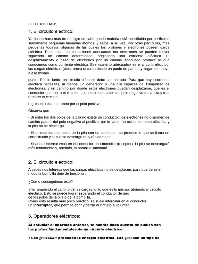 Electricidad Temario Tecnologia | PDF | Corriente eléctrica | Electricidad