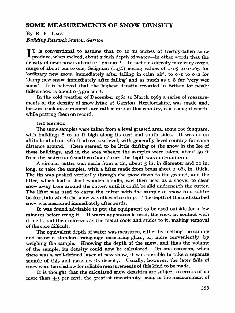 Some Measurements of Snow Density | PDF | Snow | Lightning