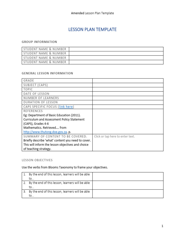 SFTL711 Lesson Plan Template | Download Free PDF | Lesson Plan | Learning