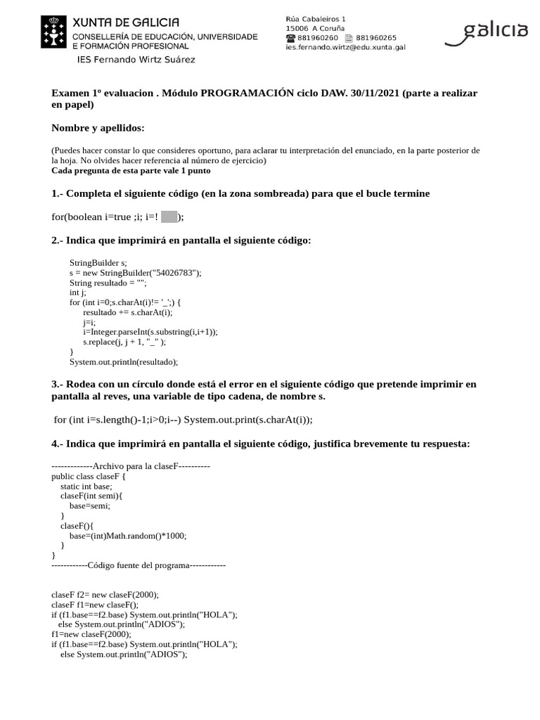 Examen 1aval Daw 2021 2022 | PDF