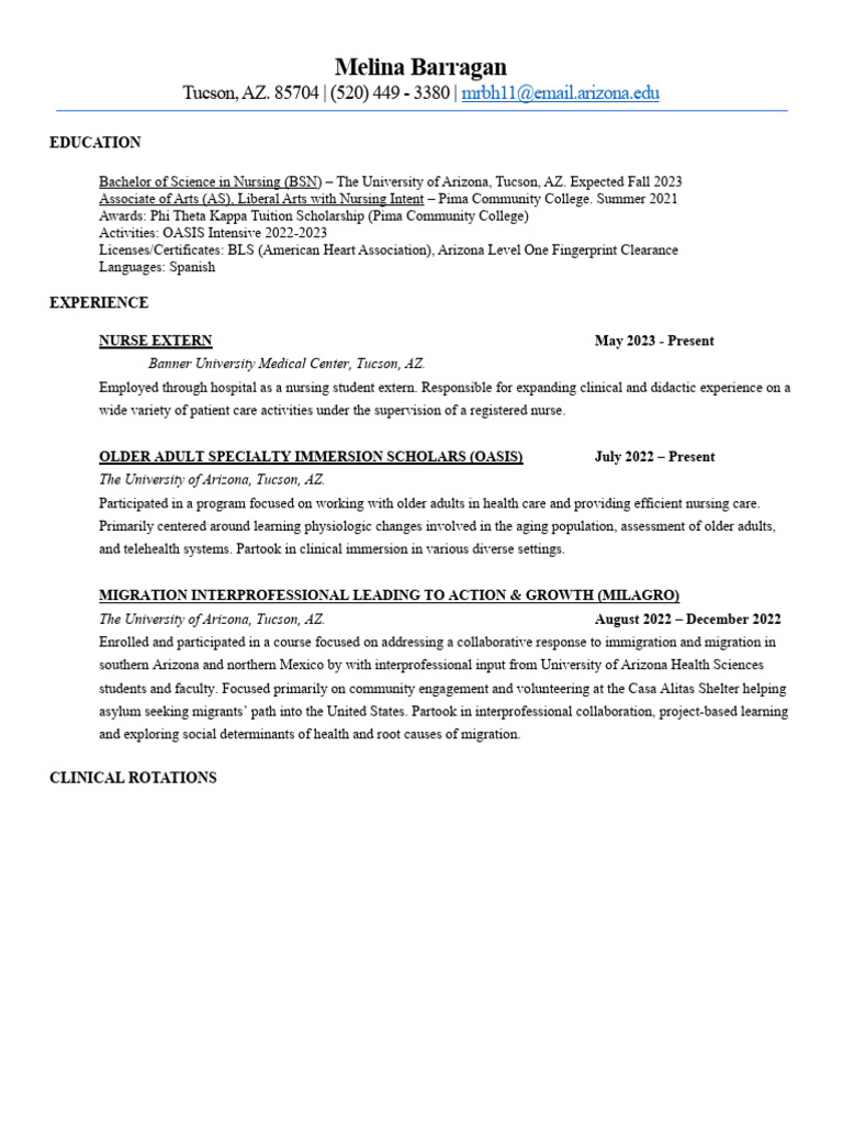 Resume Sam Version | PDF | Nursing | Hospital