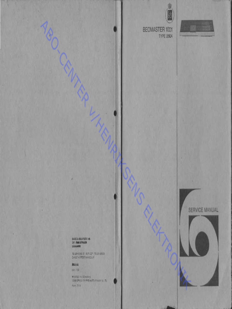 Bang-Olufsen Beomaster 1001 Type 2504 SM | PDF