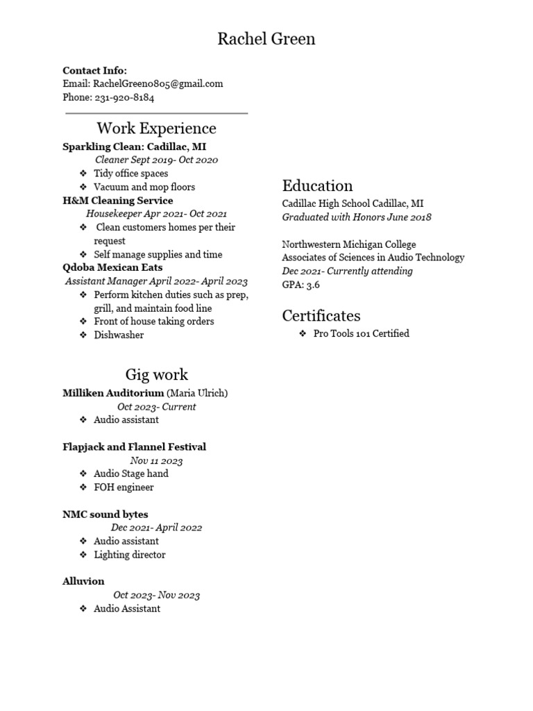 Resume Current 1 | PDF