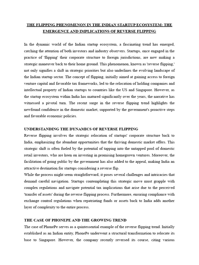 The Flipping Phenomenon in The Indian Startup Ecosystem | PDF | Startup ...