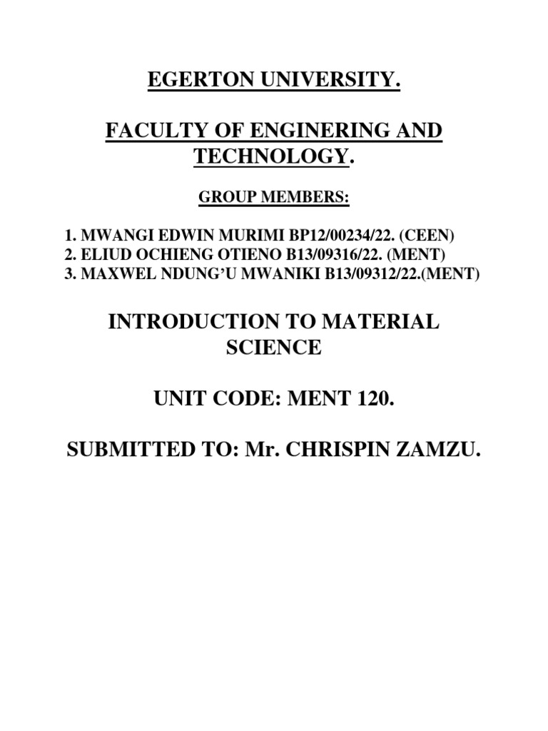 Material Science Assignment 1 | PDF | Metals | Ceramics