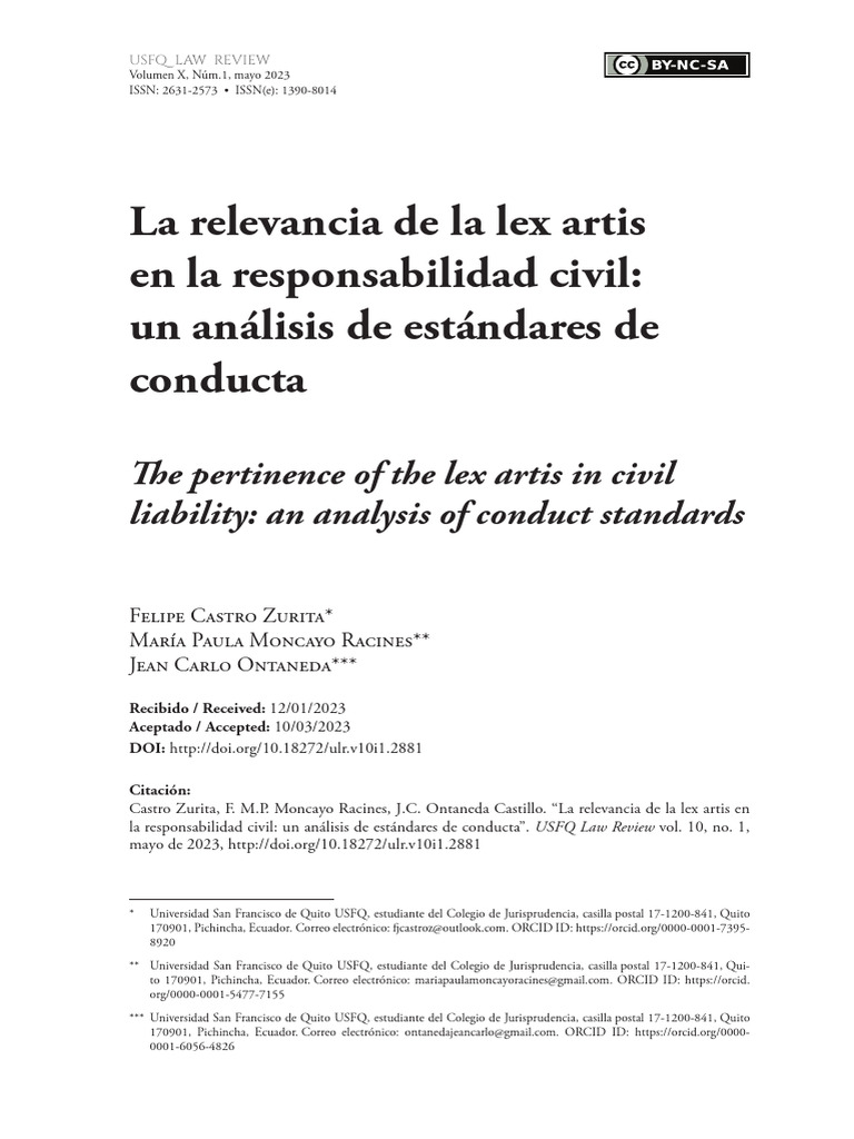Castro Et Al - La Relevancia de La Lex Artis | PDF | Causalidad (Ley) | Intención (Derecho Penal)