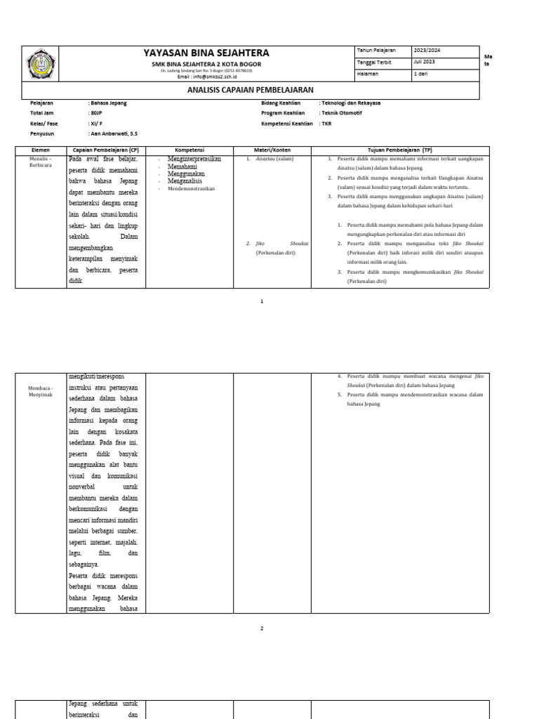 Analisis CP Bahasa Jepang | PDF