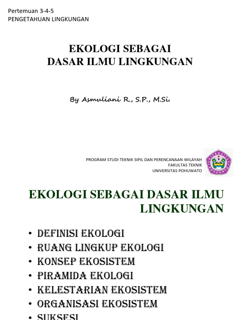Materi 2 Ekologi Sebagai Dasar Ilmu Lingkungan | PDF