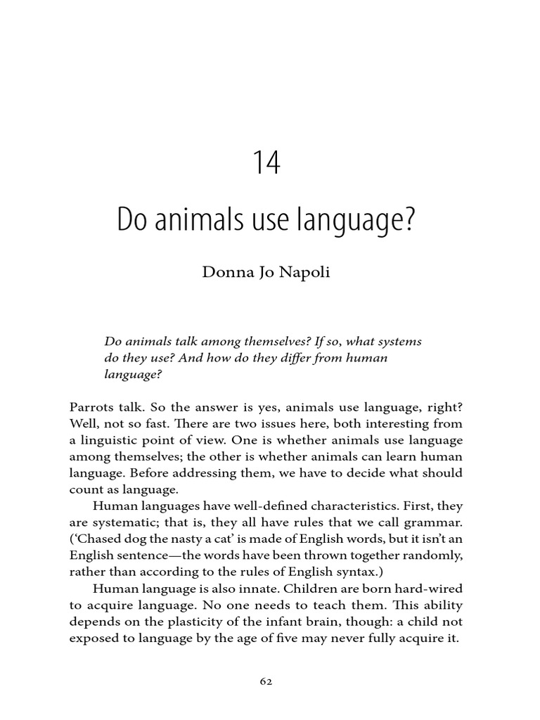 Do Animals Use Language (The Five-Minute Linguist) | PDF | Chimpanzee ...