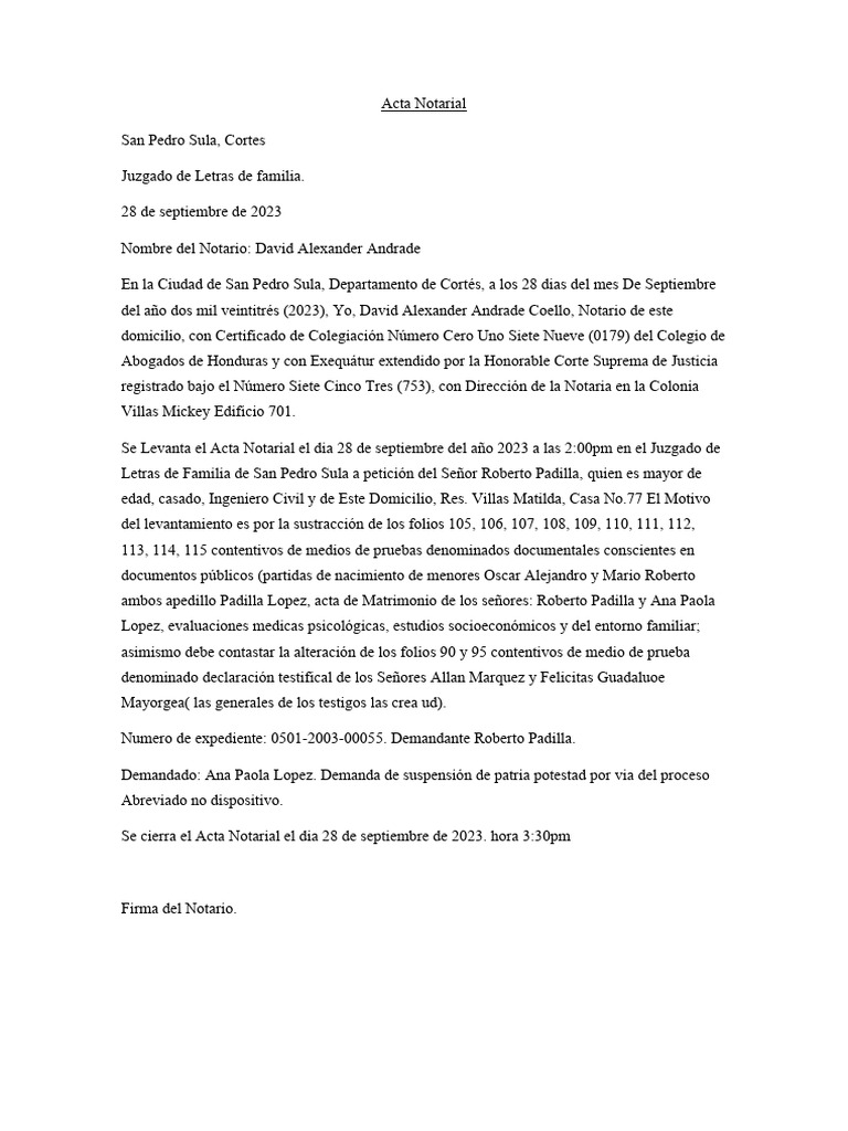 Acta Notarial PDF