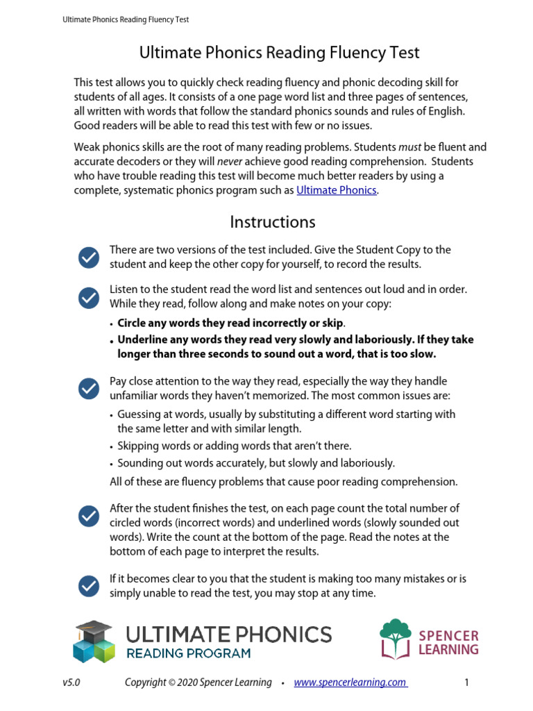 Ultimate Phonics Reading Test | PDF | Phonics | Applied Psychology
