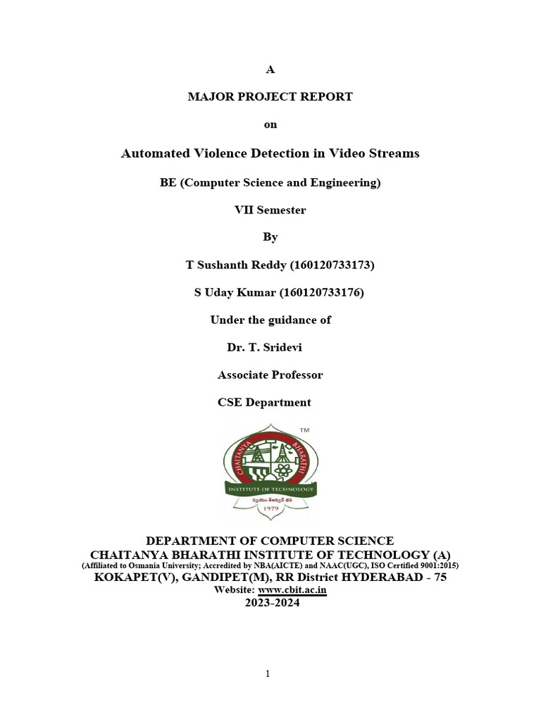 Project Report | PDF | Deep Learning | Violence
